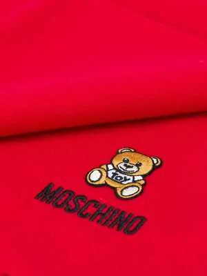 Moschino Logo-embroidered Fringed Scarf - Red