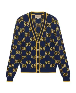 Gucci Gg Piqué-weave Cotton Cardigan - Blue
