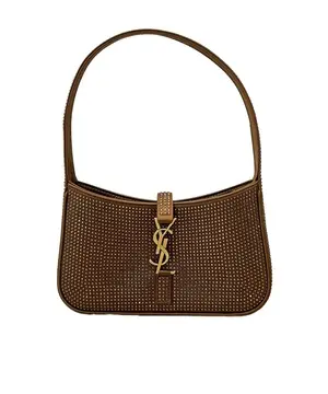 Saint Laurent Le 5 À 7 Crystal-embellished Shoulder Bag - Brown