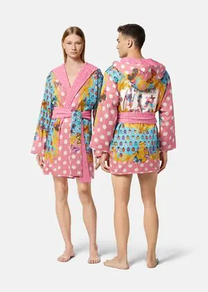 Versace Baroque-printed Belted Bathrobe - Pink