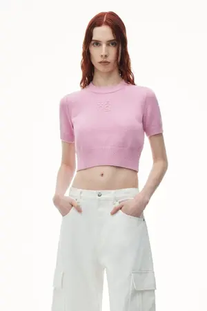Alexander Wang Cropped Knitted Sweater - Pink
