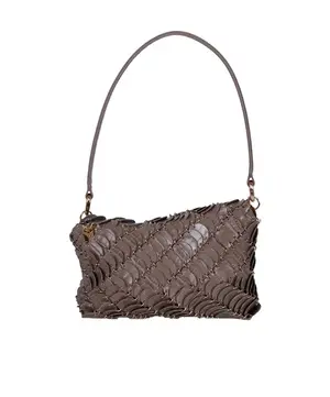 Rabanne Disc Leather Shoulder Bag - Grey