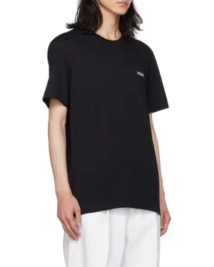 Zegna Logo Embroidered Crewneck T-shirt - Black