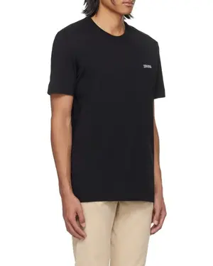 Zegna Logo Embroidered Crewneck T-shirt - Black