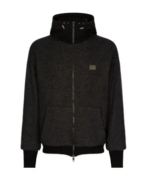 Dolce & Gabbana Logo Plaque Zip-up Hooded Jacket