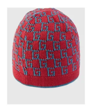 Gucci Square G Cotton Beanie - Red