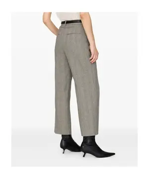 ANINE BING Mid Rise Belen Herringbone Trousers - Gray
