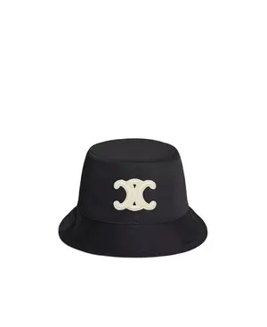 Celine Triomphe Bucket Hat In Cotton Gabardine - Black