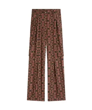 Dries Van Noten Graphic Butterfly Print Satin Cargo Pants