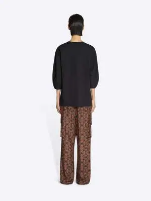 Dries Van Noten Graphic Butterfly Print Satin Cargo Pants