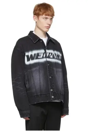 We11Done Logo Denim Jacket - Black