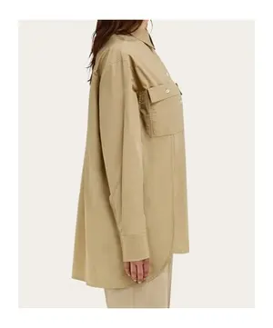 FERRAGAMO Long-sleeved Poplin Shirt - Stone