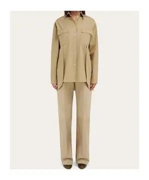 FERRAGAMO Long-sleeved Poplin Shirt - Stone