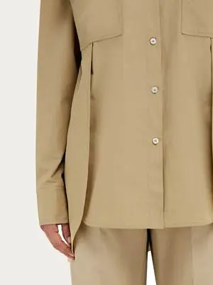 FERRAGAMO Long-sleeved Poplin Shirt - Stone
