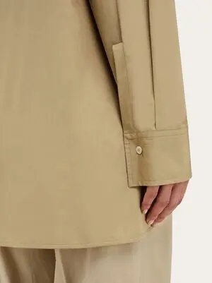 FERRAGAMO Long-sleeved Poplin Shirt - Stone