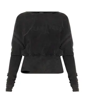 MISBHV Boatneck Long Sleeve Top With Logo Detailing - Black