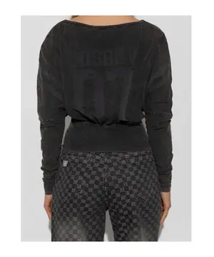 MISBHV Boatneck Long Sleeve Top With Logo Detailing - Black