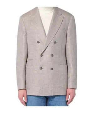Brunello Cucinelli Double-breasted Long Sleeved Blazer - Beige