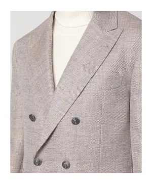 Brunello Cucinelli Double-breasted Long Sleeved Blazer - Beige