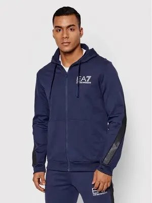 EA7 Zip-up Hoodie With Logo Detail
