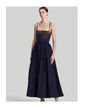 Altuzarra Pleated Dress With Detachable Bubble Sleeves