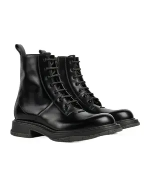 Gucci Tonal Logo Lace-up Boots