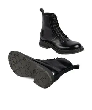 Gucci Tonal Logo Lace-up Boots