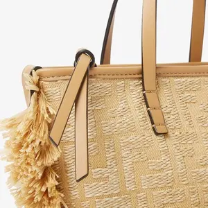Fendi Mini Roll Ff Jacquard Fringed Tote Bag - Light Brown