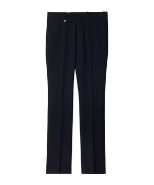 Burberry Tailored Straight-leg Trousers With Equestrian Knight Logo Detail - Navy
