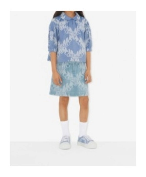 Burberry Puff Sleeve Collared Shirt With Oak Leaf Badge - Blue