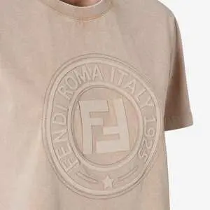 Fendi Logo Stamp Embossed Crewneck T-shirt