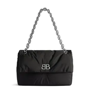 Balenciaga Monaco Chain Medium Shoulder Bag - Black