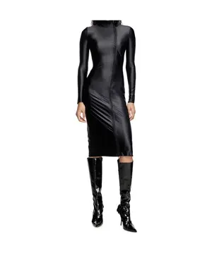 DIESEL® D-silver Asymmetrical Zip Midi Dress