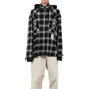 Mihara Yasuhiro Hooded Plaid Shirt - Black