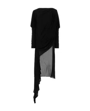 Gucci Ruched Crepe Long Sleeve Dress