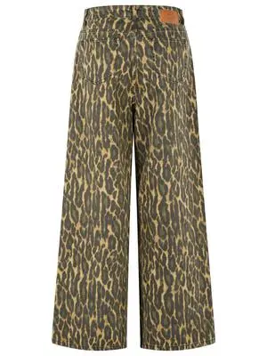 GANNI Wide-leg Printed Jeans