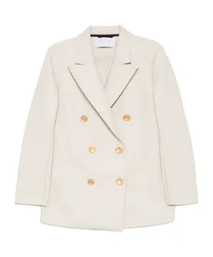 Harris Wharf London Double-breasted Gold-button Coat - White
