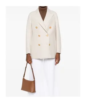 Harris Wharf London Double-breasted Gold-button Coat - White