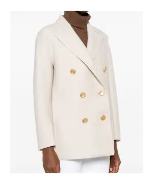 Harris Wharf London Double-breasted Gold-button Coat - White