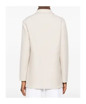 Harris Wharf London Double-breasted Gold-button Coat - White
