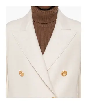 Harris Wharf London Double-breasted Gold-button Coat - White