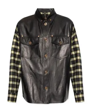 Versace Checked-panel Long-sleeve Shirt Jacket