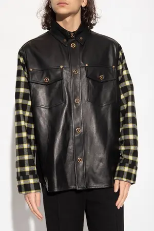 Versace Checked-panel Long-sleeve Shirt Jacket