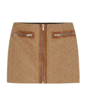 Versace Logo Jacquard Zipped Mini Skirt