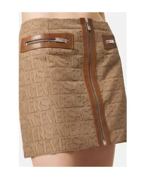 Versace Logo Jacquard Zipped Mini Skirt