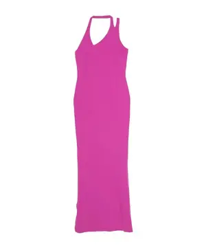Patrizia Pepe Halter Neck One Shoulder Maxi Dress - Pink