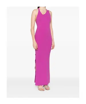 Patrizia Pepe Halter Neck One Shoulder Maxi Dress - Pink