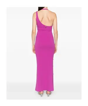 Patrizia Pepe Halter Neck One Shoulder Maxi Dress - Pink