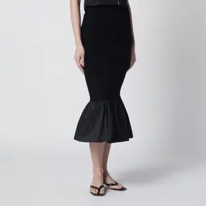 PATOU Knitted Maxi Skirt With Pleated Hem - Black
