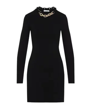 Rabanne Knitted Mini Dress With Gold Collar Detail